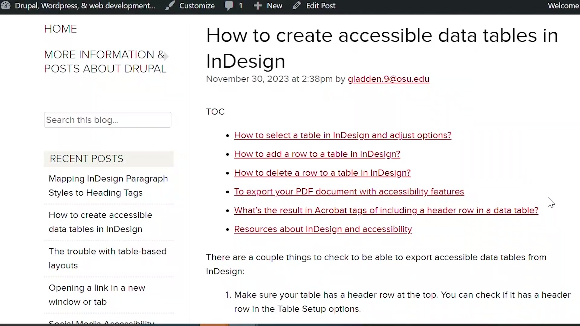 How to create accessible data tables in InDesign